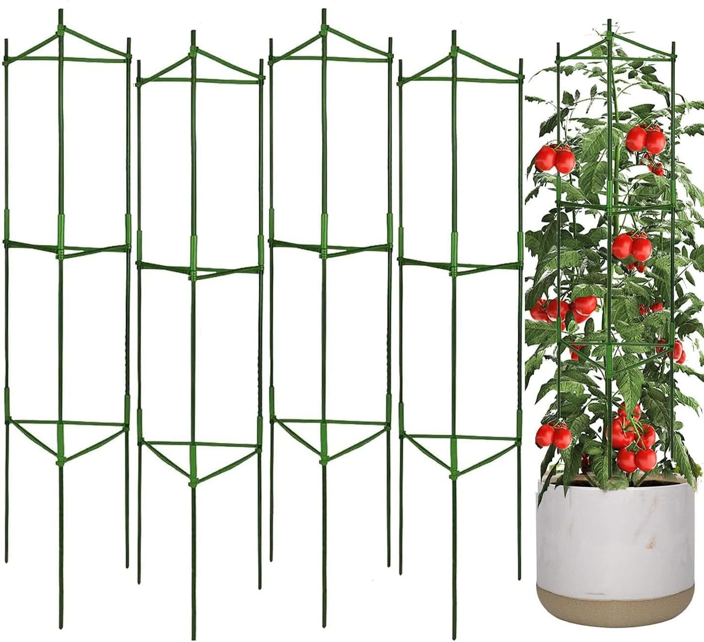 4Pack Tomato Cages Plant Cages 4ft Multifunctional Tomato Support ...