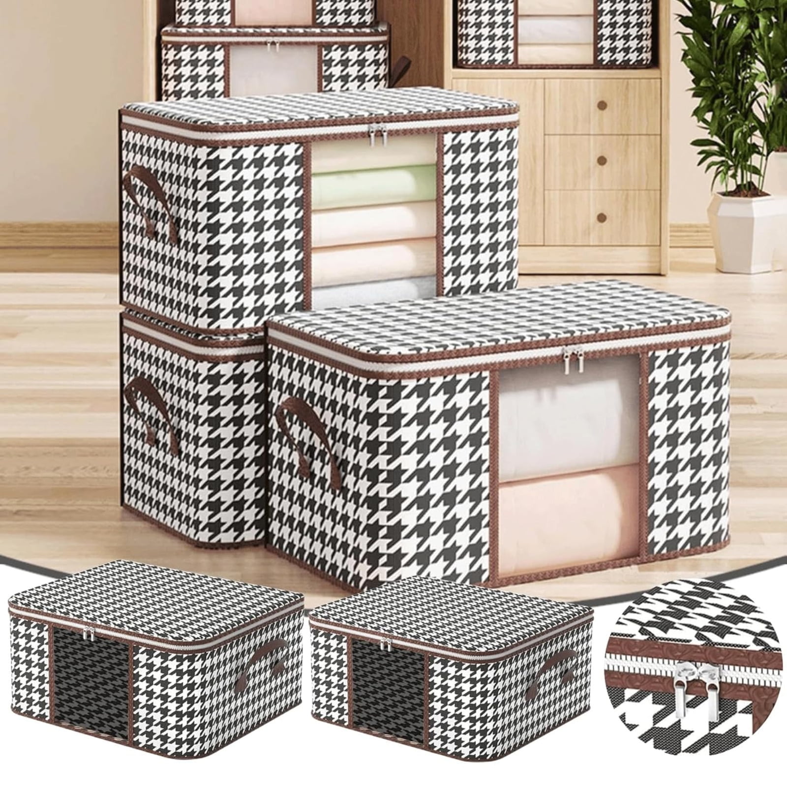 4Pack Under Bed Storage Bags with Handles,Visible Underbed Storage ...