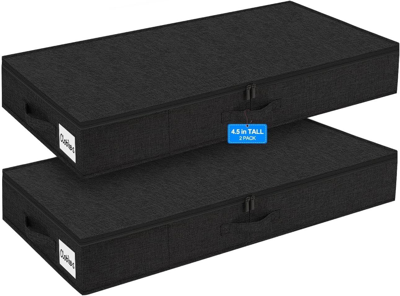 4Pack Under Bed Storage Containers Bins, 4.5 Inch High Low Profile ...