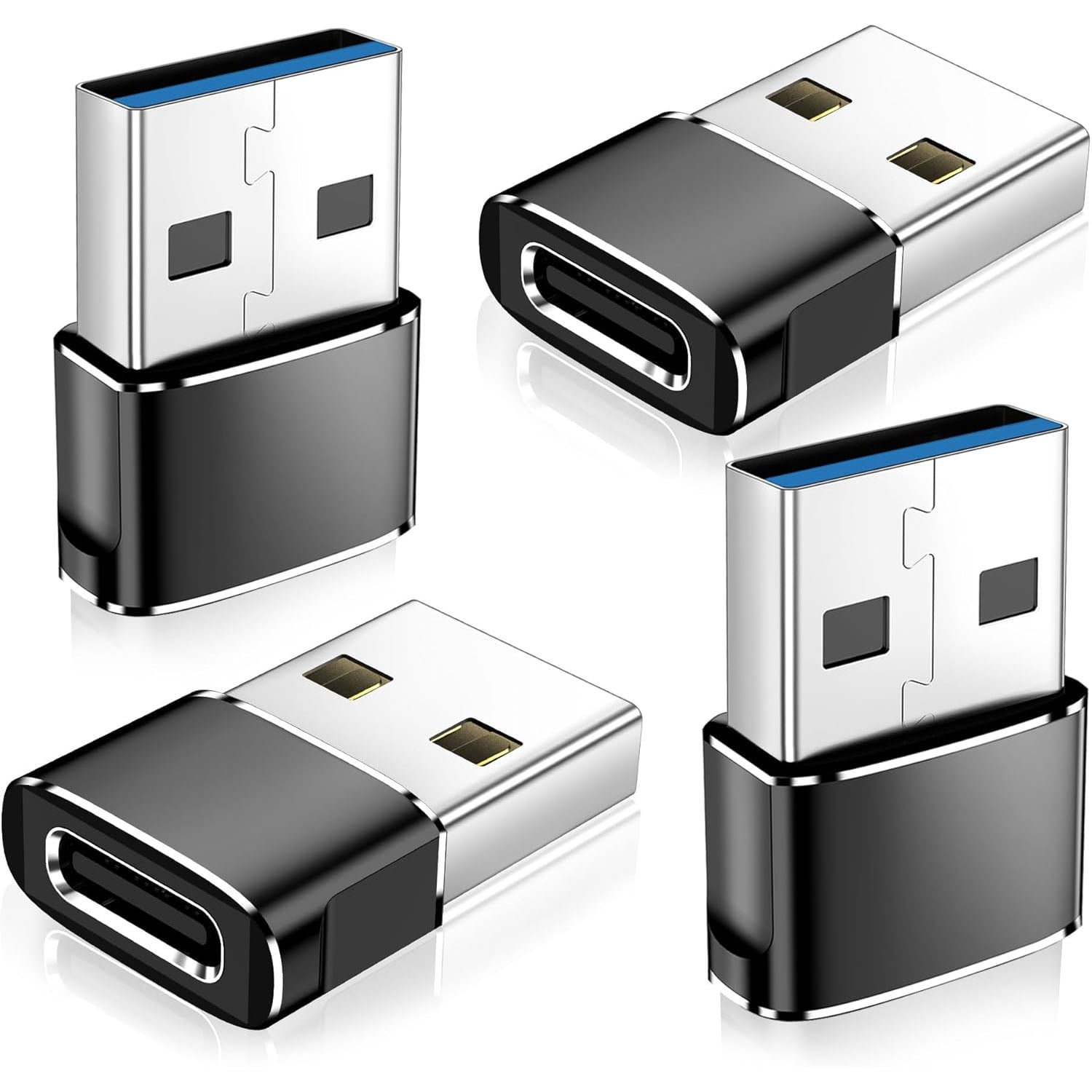 Peduu 4Pack USB to USB-C Adapter, Type-C Female to Male Charger ...