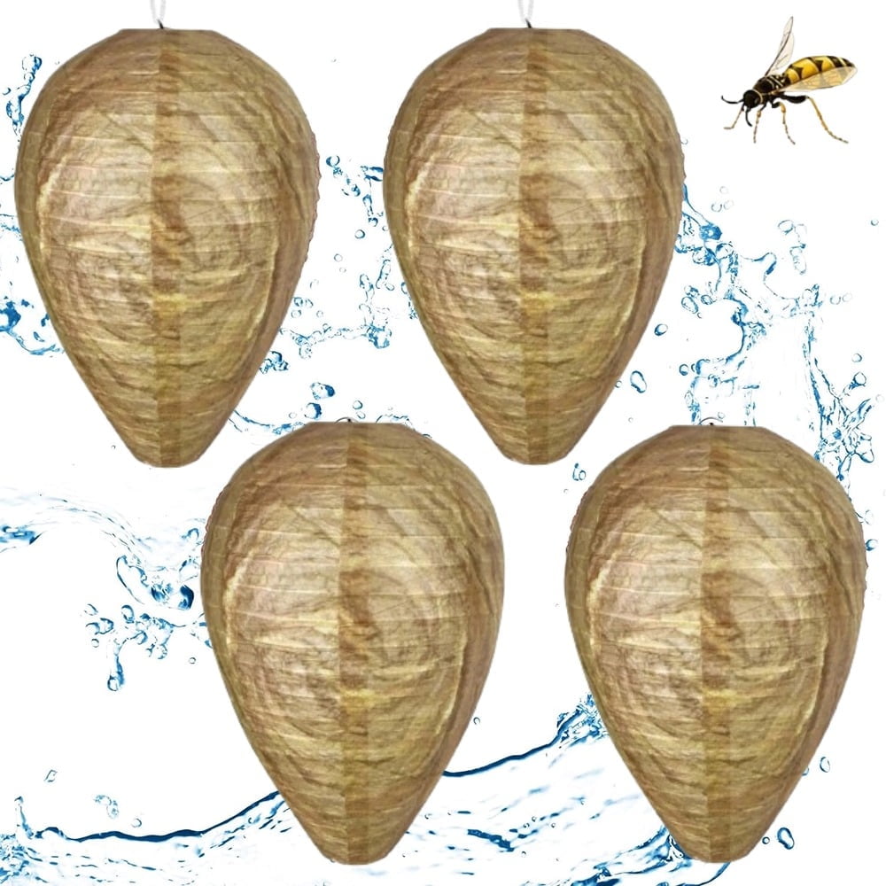4Pack Wasp Nest Decoy Outdoor Waterproof Wasp Deterrent Fake Wasp Nest ...
