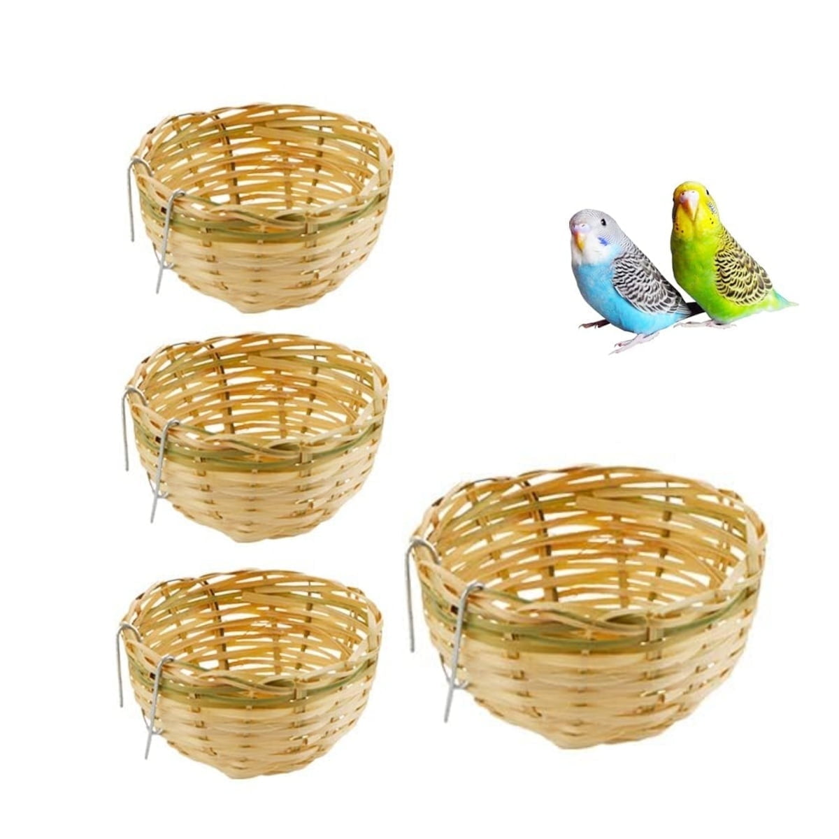 4PackBamboo Woven Bird Nest,Bird Eco-Friendly Nest with Metal Hook for ...