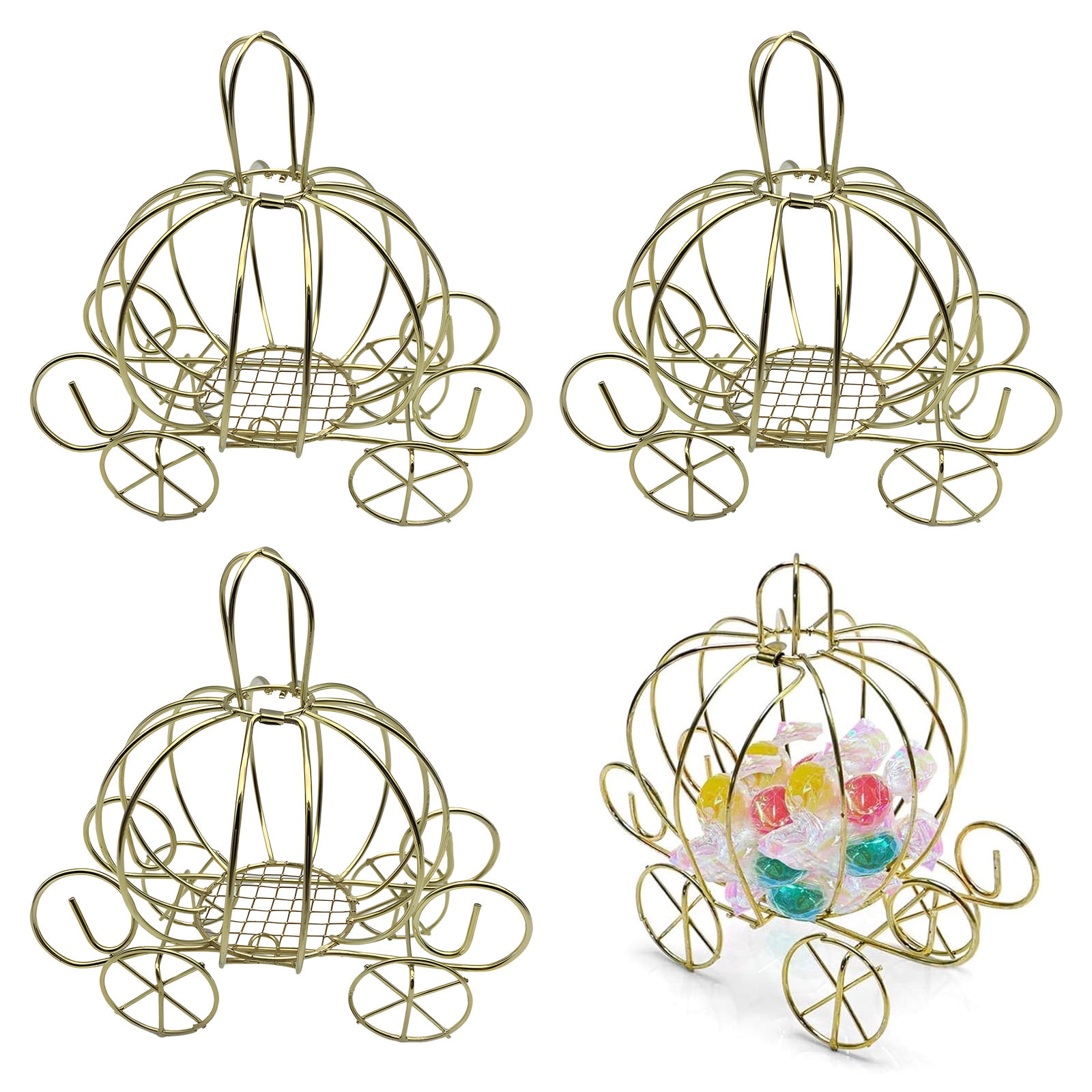 4Packed Mini Cinderella Carriage Candy Box, Gold Wire Princess ...