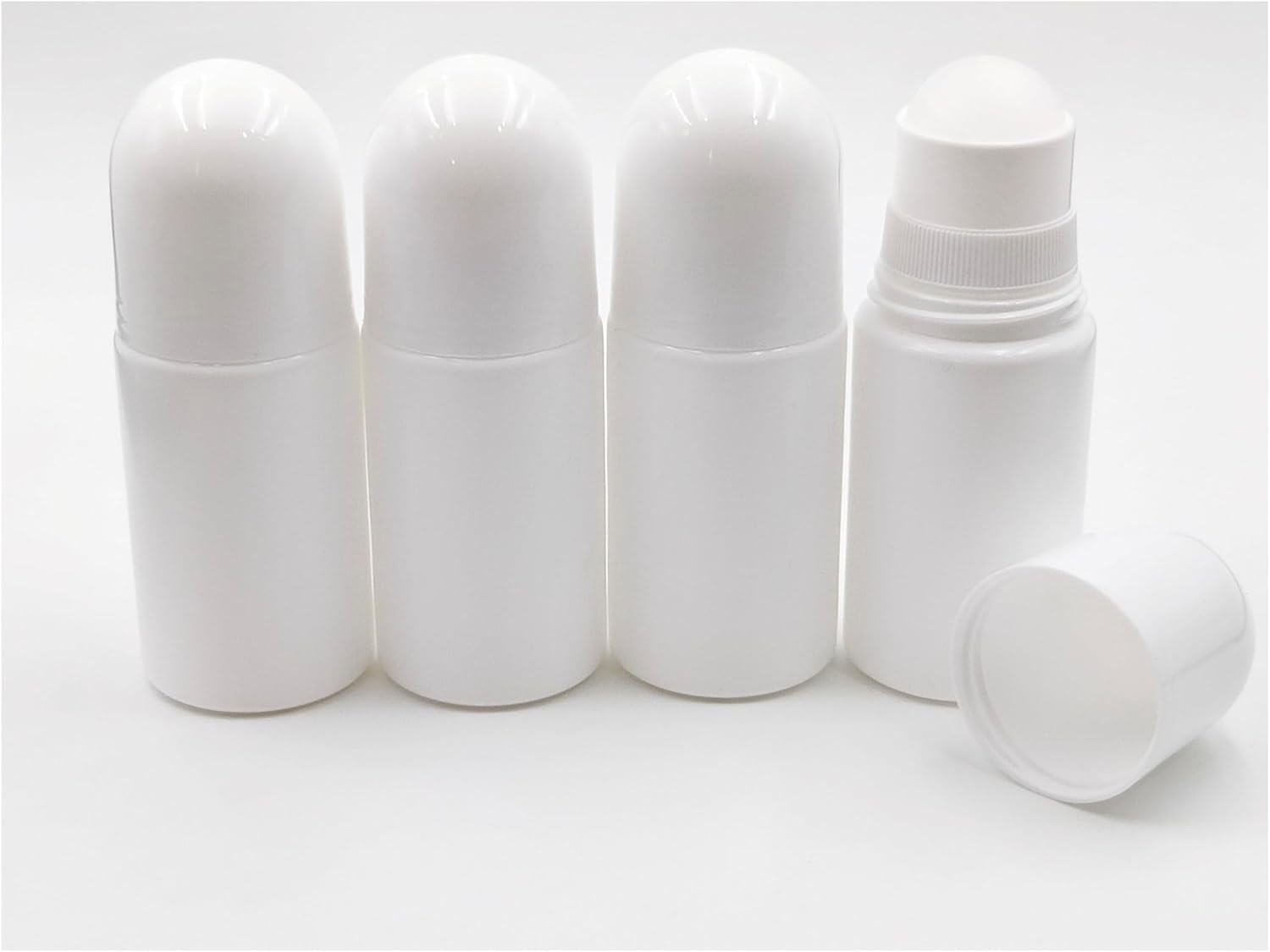4Packs 1.7oz /50mL Roll-on Bottles Empty Refillable Roller White ...