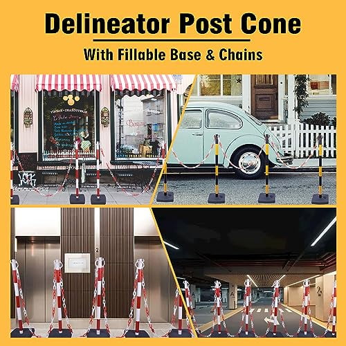 4Packs 40" Delineator Post Cone with Fillable Base,Portable Delineator ...