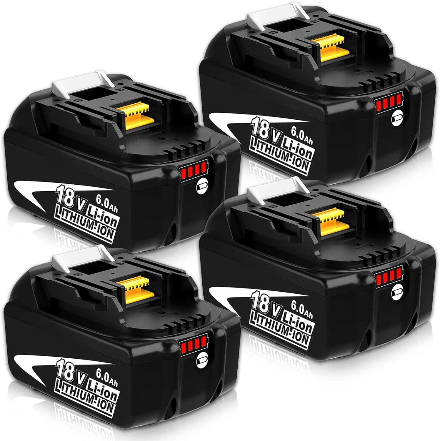 4Packs 6.0Ah BL1860B Replacement for Makita 18 Volt Battery Lithium BL1860B BL1860 BL1850B ...