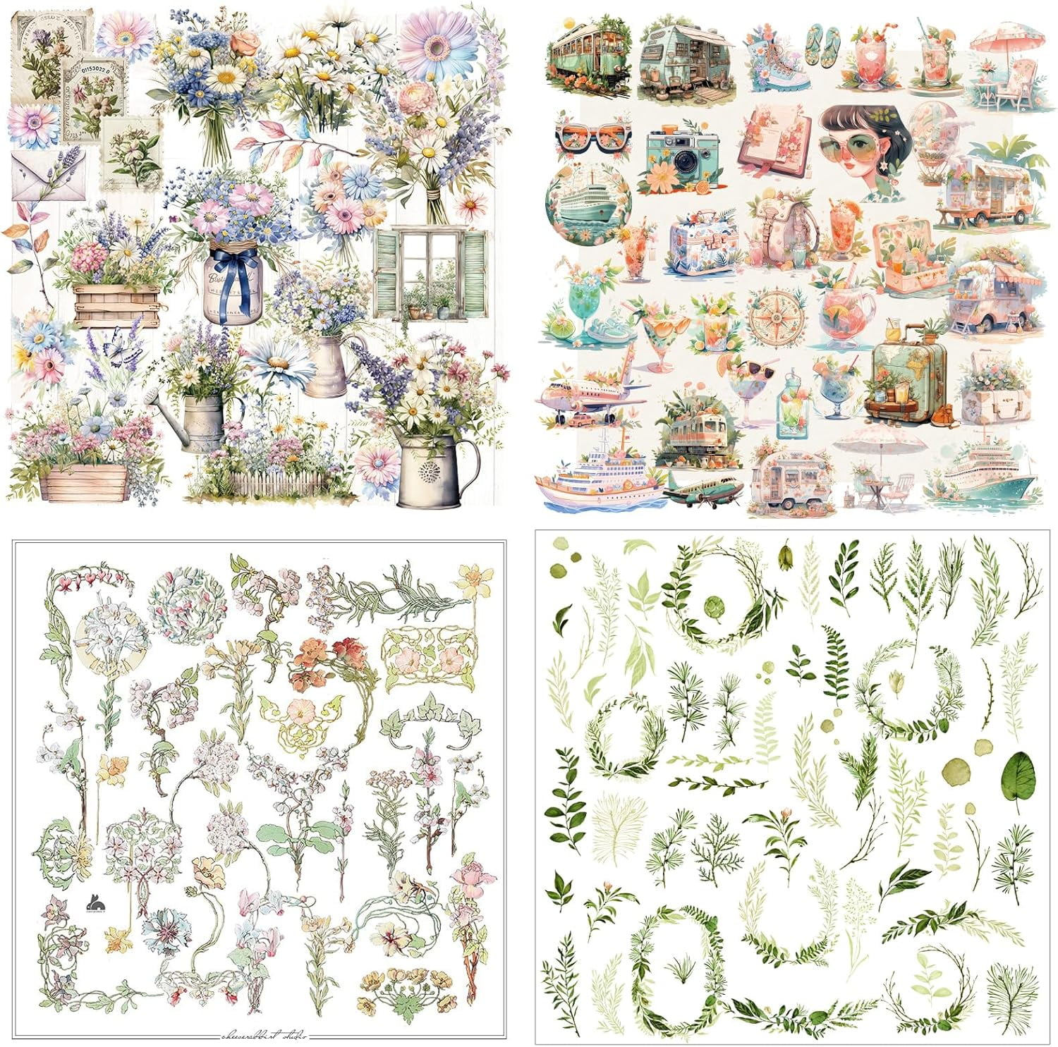 4Packs Clear Stickers for Scrapbooking Journaling Vintage Junk Journal ...