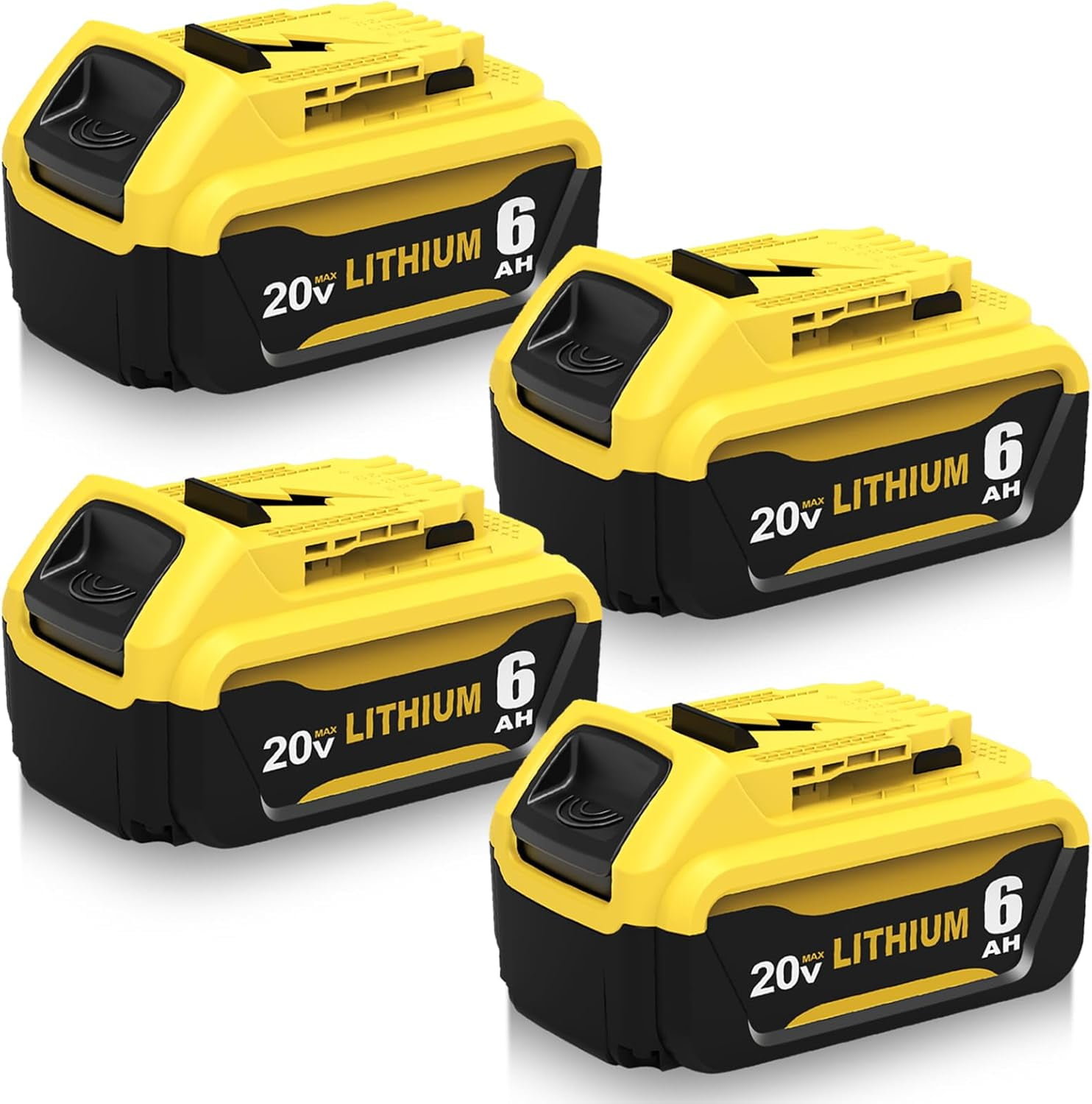 4Packs High 6.0Ah DCB206 Replacement for Dewalt 20v Max Battery Lithium Compatible with Dewalt ...