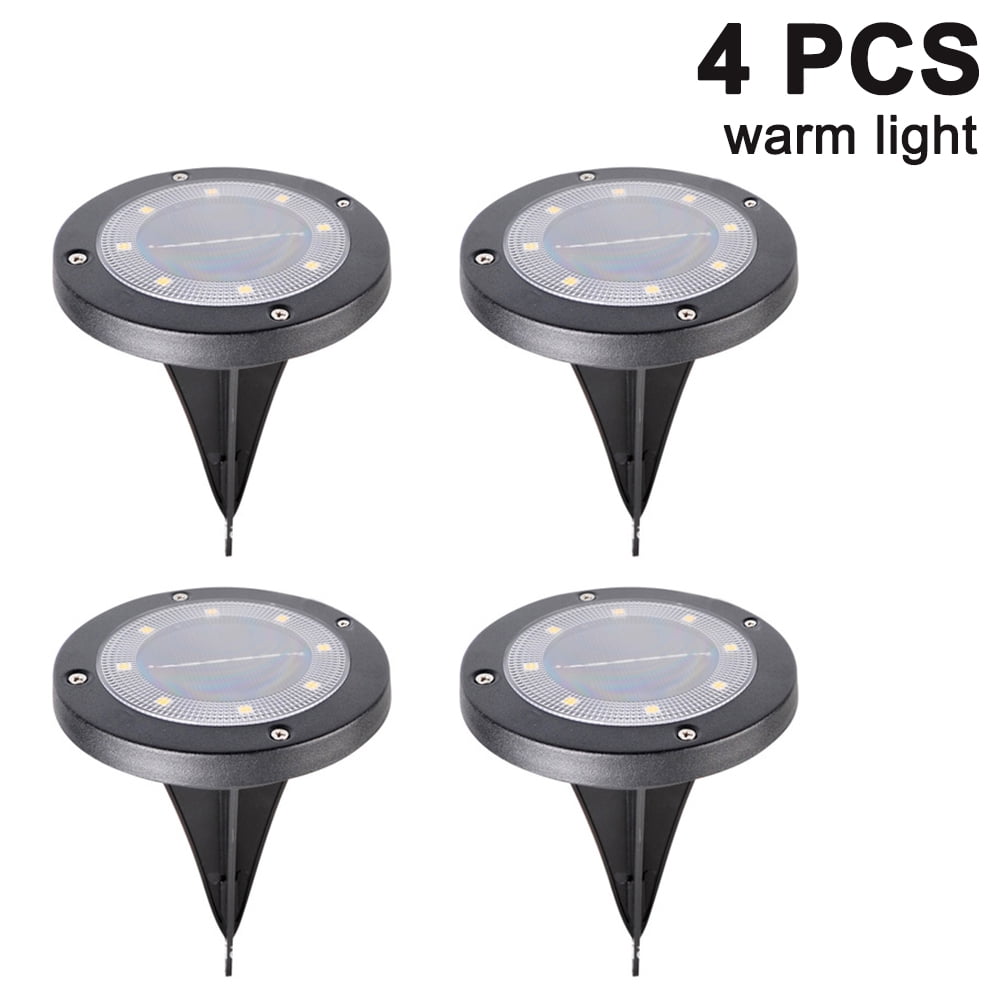 4Packs Solar Ground Lights, 8 LED Outdoor Solar Disk Lights, Waterproof ...