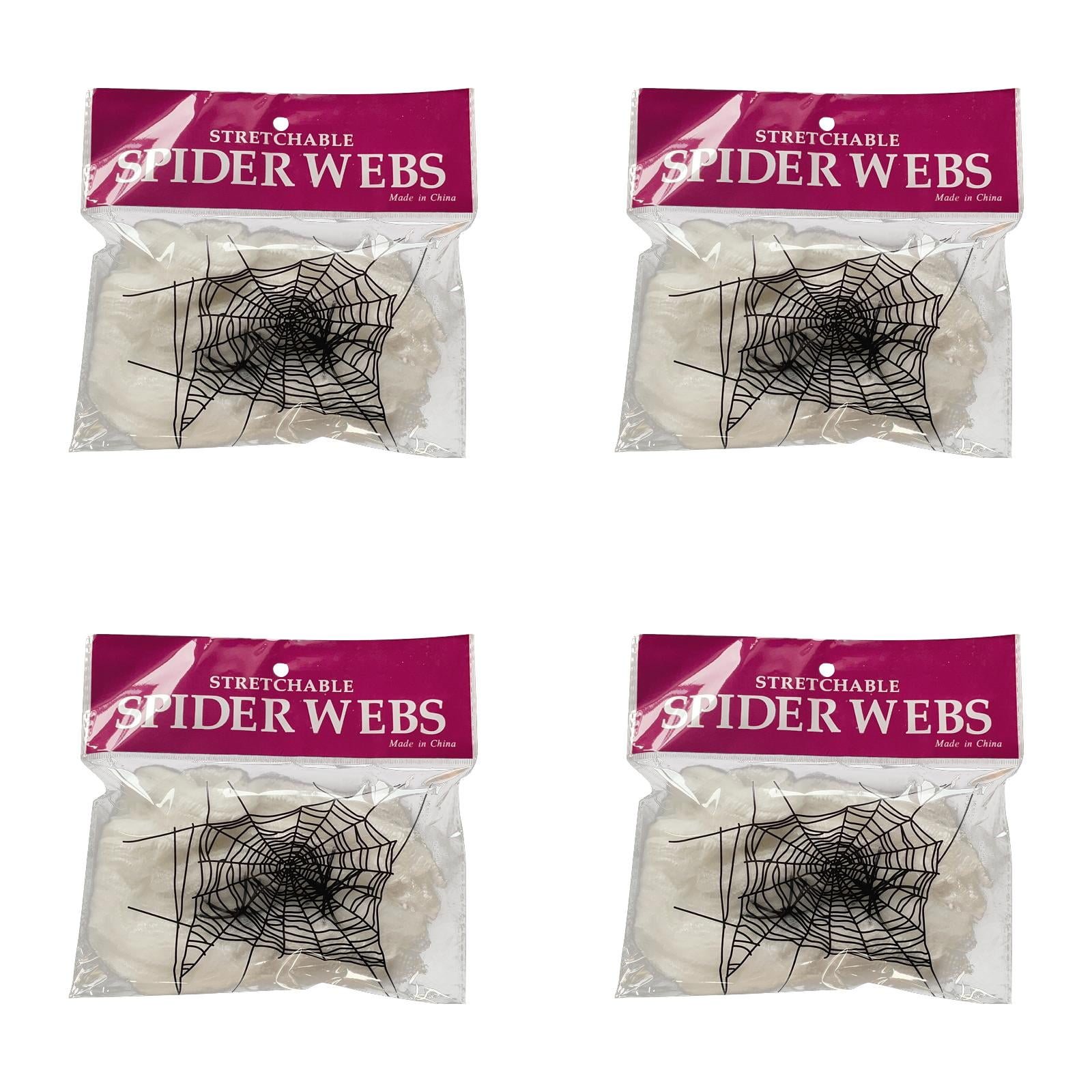 4Packs Spider Web Decoration Cobwebs Halloween Decorations Black Spider ...