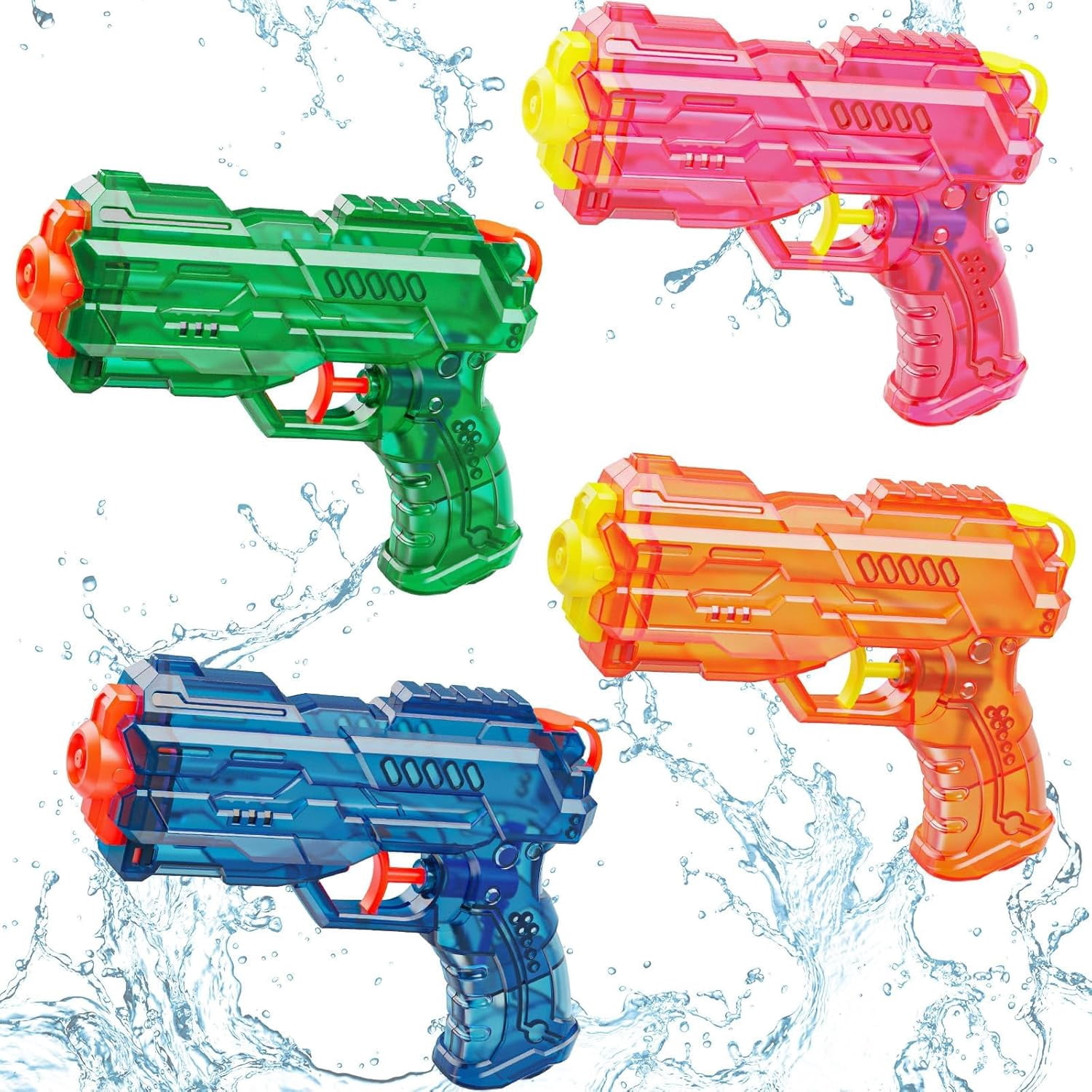4Packs Water Fast-Fill (180ml 25ft) Water Blaster, Outdoor Summer Toy ...