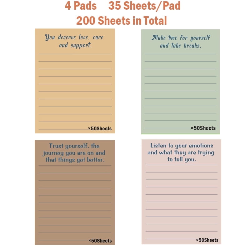 4Pads/200Sheets Sticky Notes Bulk Mental Health Self Stick Pads ...