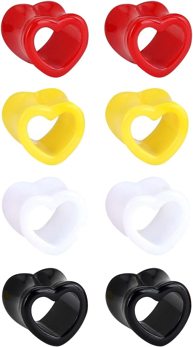 4Pairs Acrylic Heart Shape Gauges For Ears Ear Tunnels Plugs Flesh ...