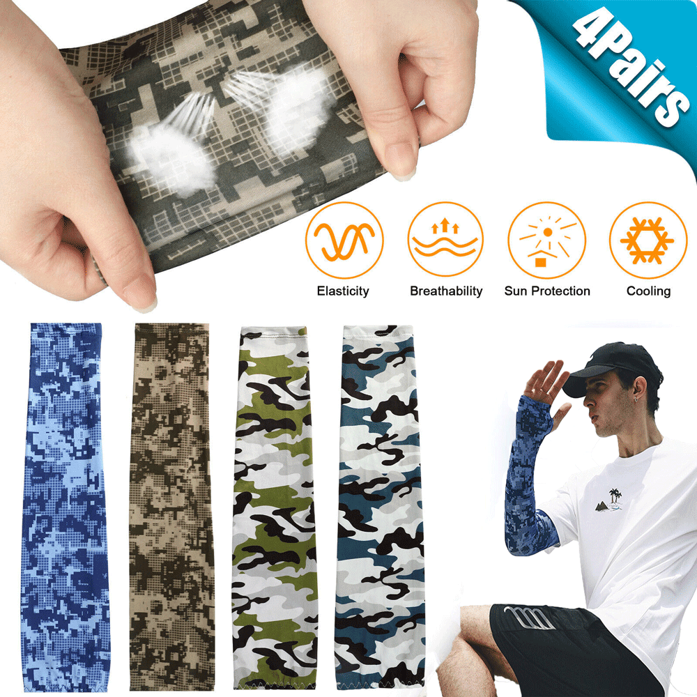 4Pairs Compression Camouflage Arm Sleeves for Men Women UV Sun ...