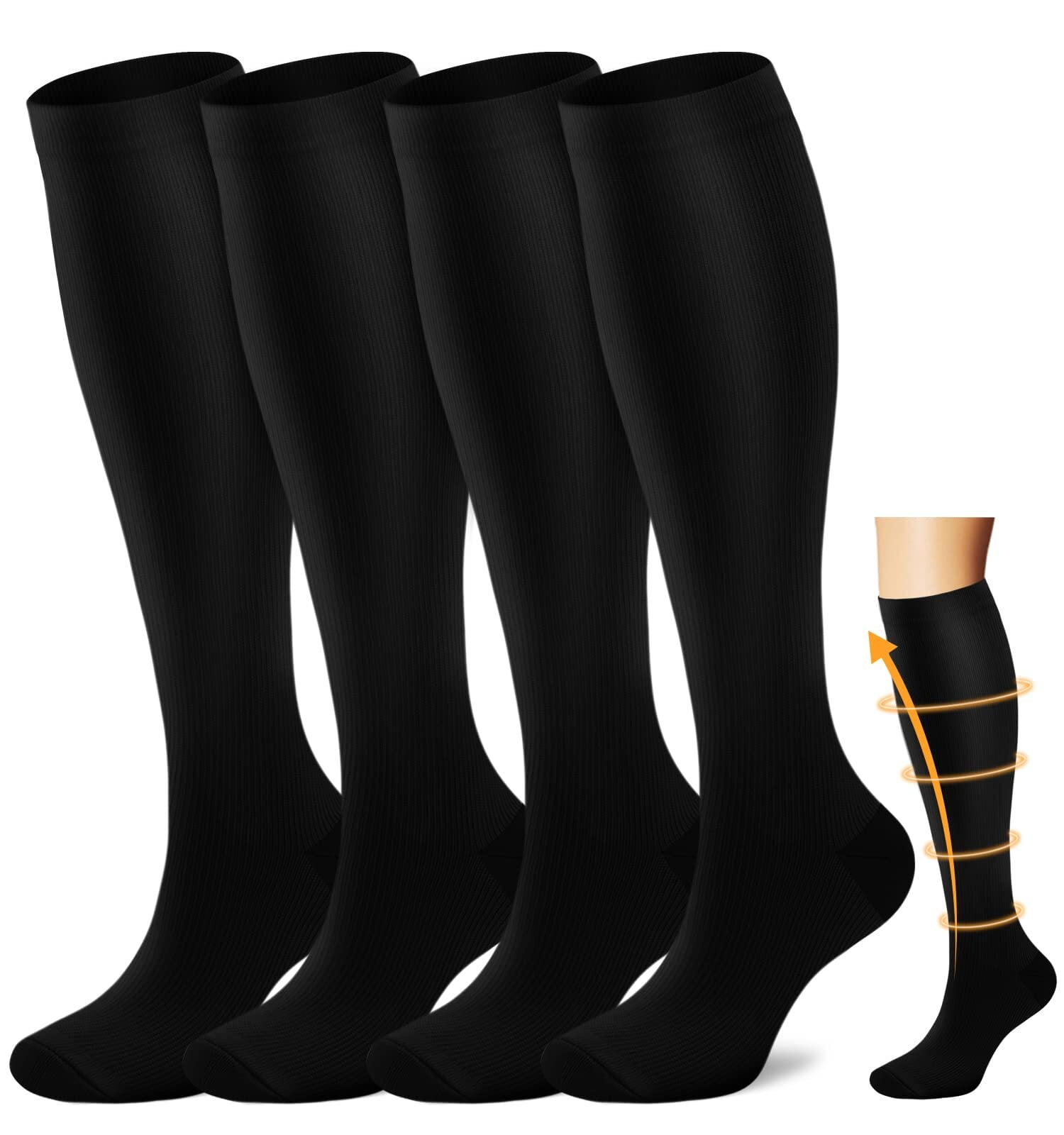 4Pairs Compression Socks for Women & Men Circulation 15-20 mmHg ...