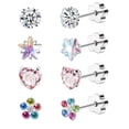4Pairs Hypoallergenic Flat Back Earrings for Women Stainless Steel ...