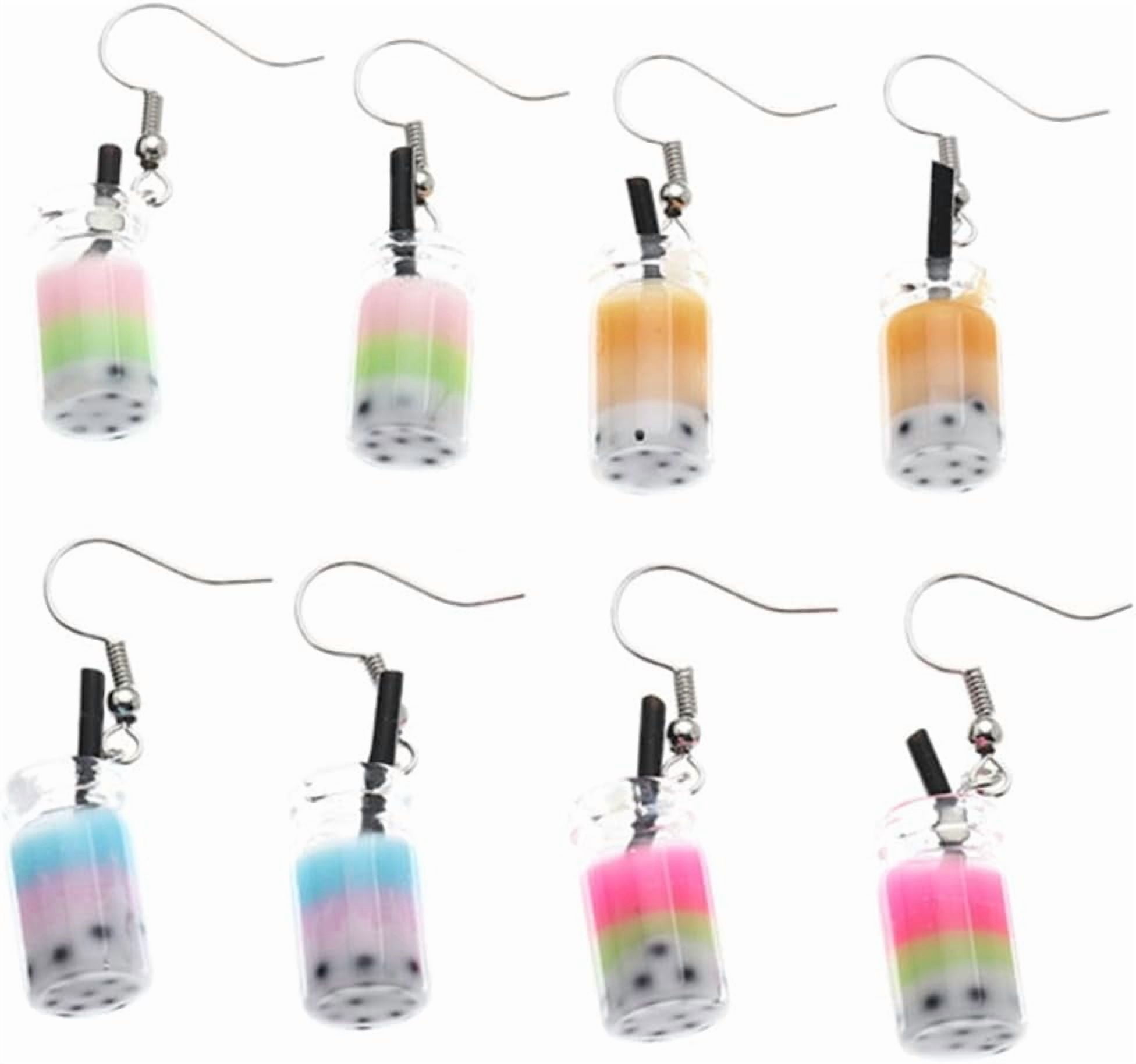 4Pairs Milk Tea Cup Earrings Cute Dangle Earwear Fun Drinking Cup Shape ...