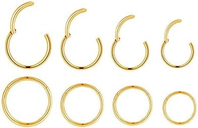 4Pairs/Pcs 18G Surgical Steel Hinged Clicker Segment Nose Rings Hoop ...