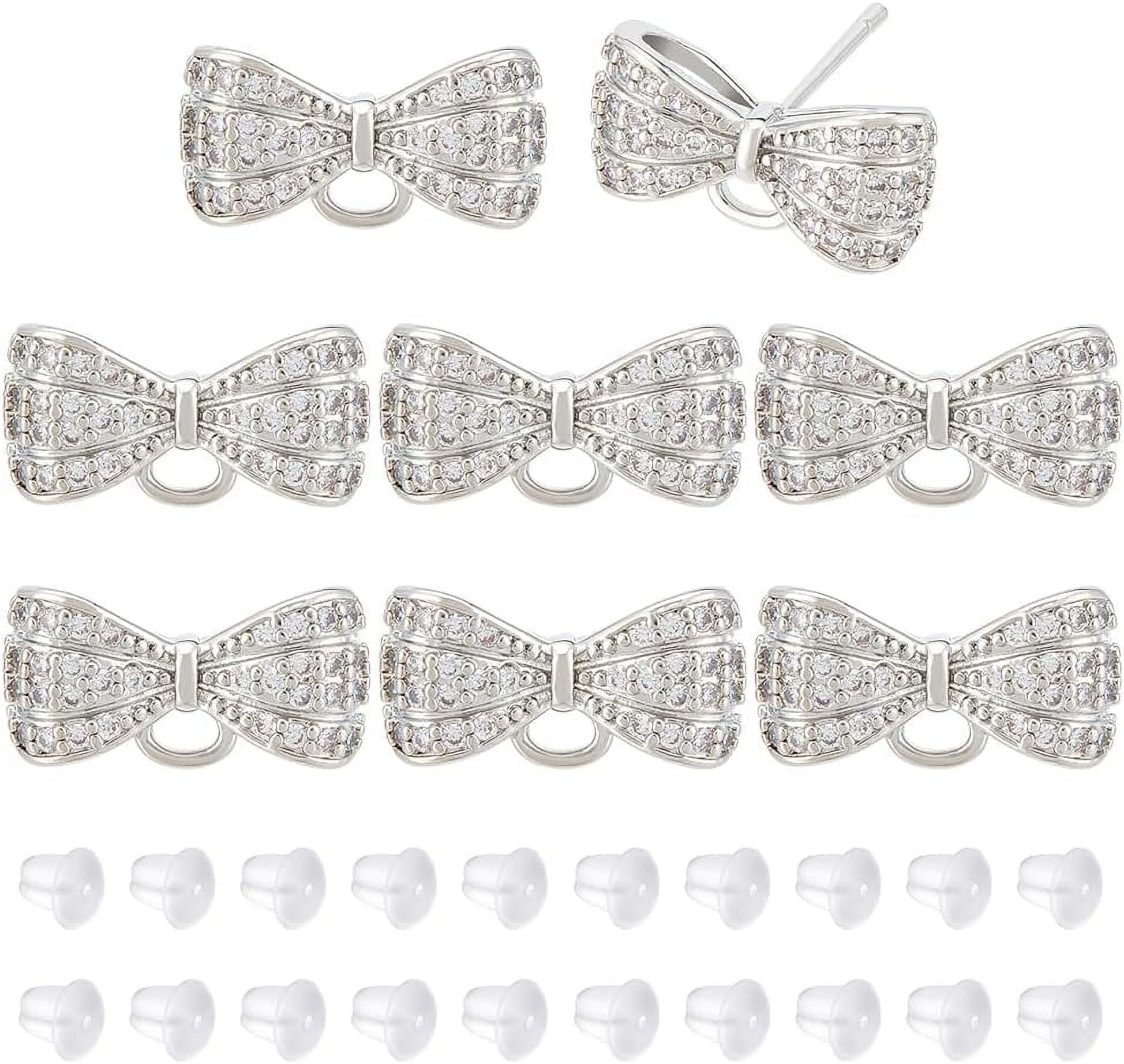 4Pairs Rack Plating Brass Micro Pave Cubic Zirconia Bowkont Earring ...