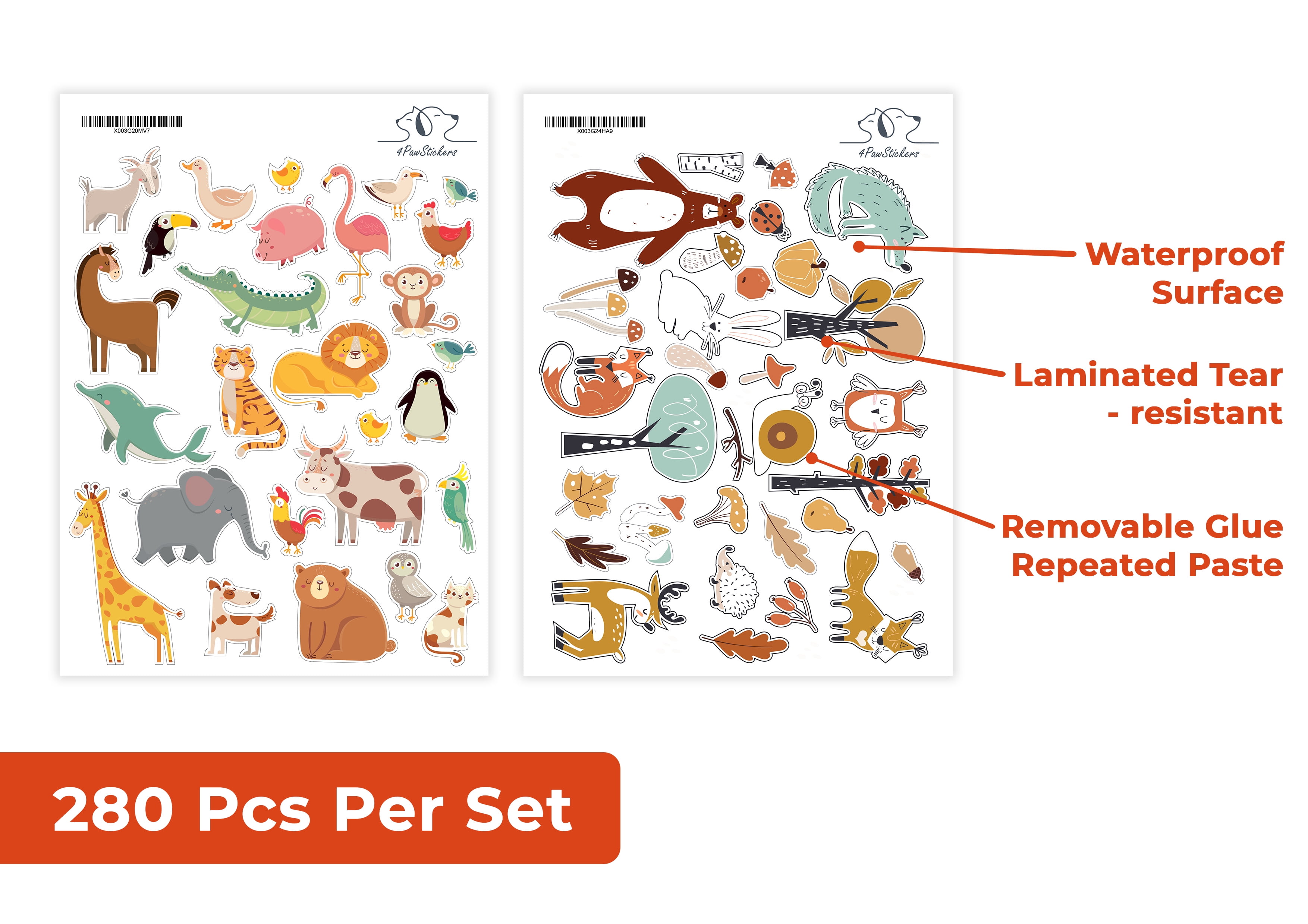 4Pawstickers 280pcs Happy, Positive Animal Stickers for Rewards and ...