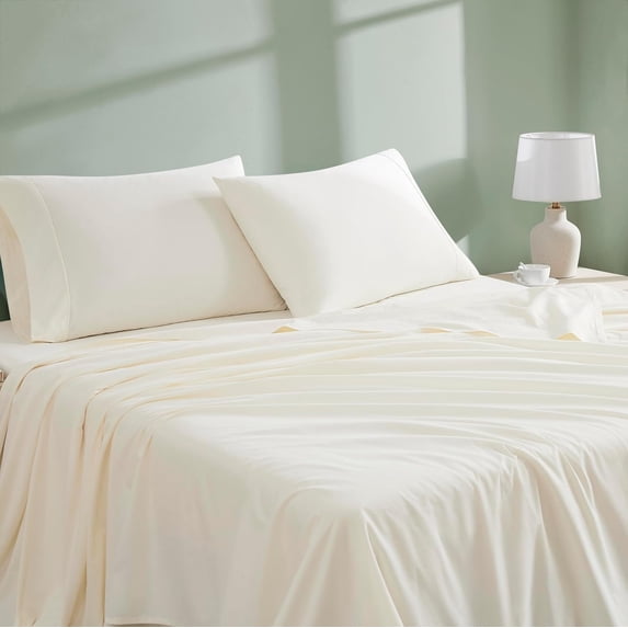 4Pc 100% Organic Cotton Full Size Sheets Set, Fresh Ivory, 300 Thread ...