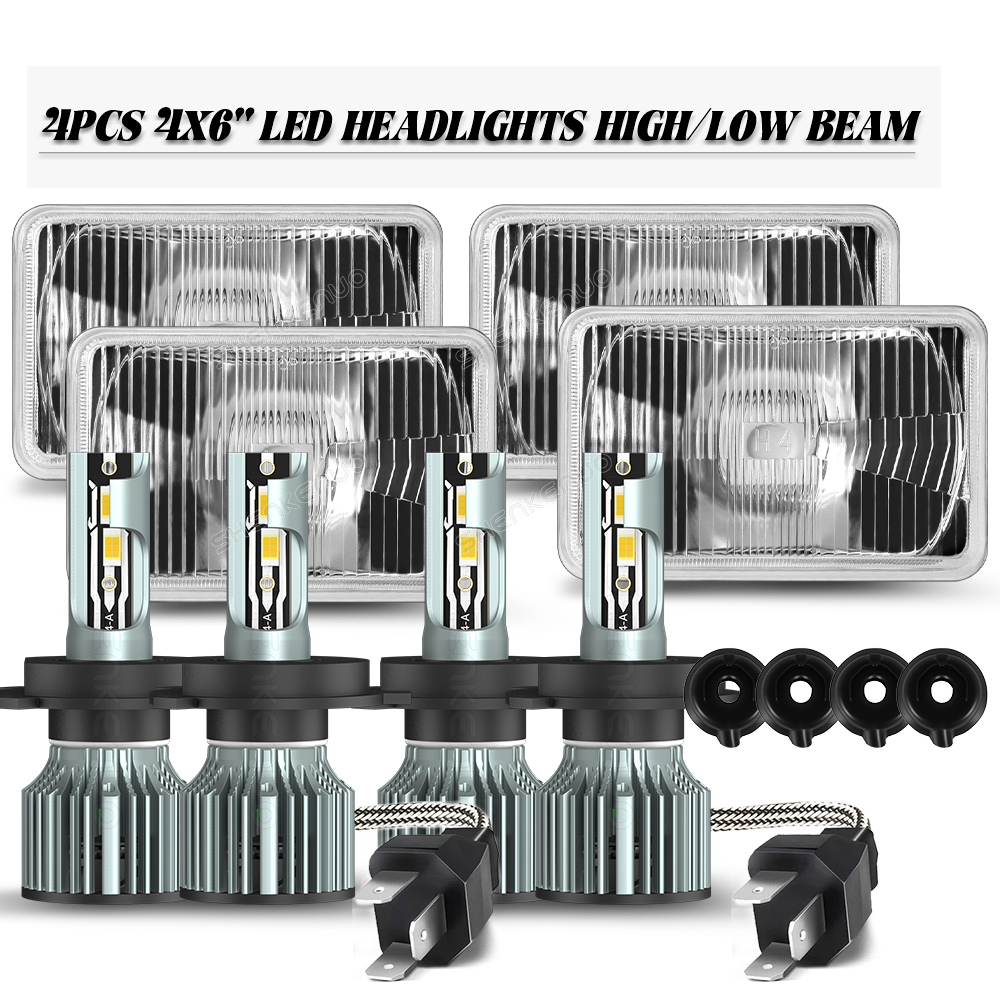 4Pc 4x6" Led Headlights Hi/Lo Beam Best Brightness 6000K For Chevrolet ...