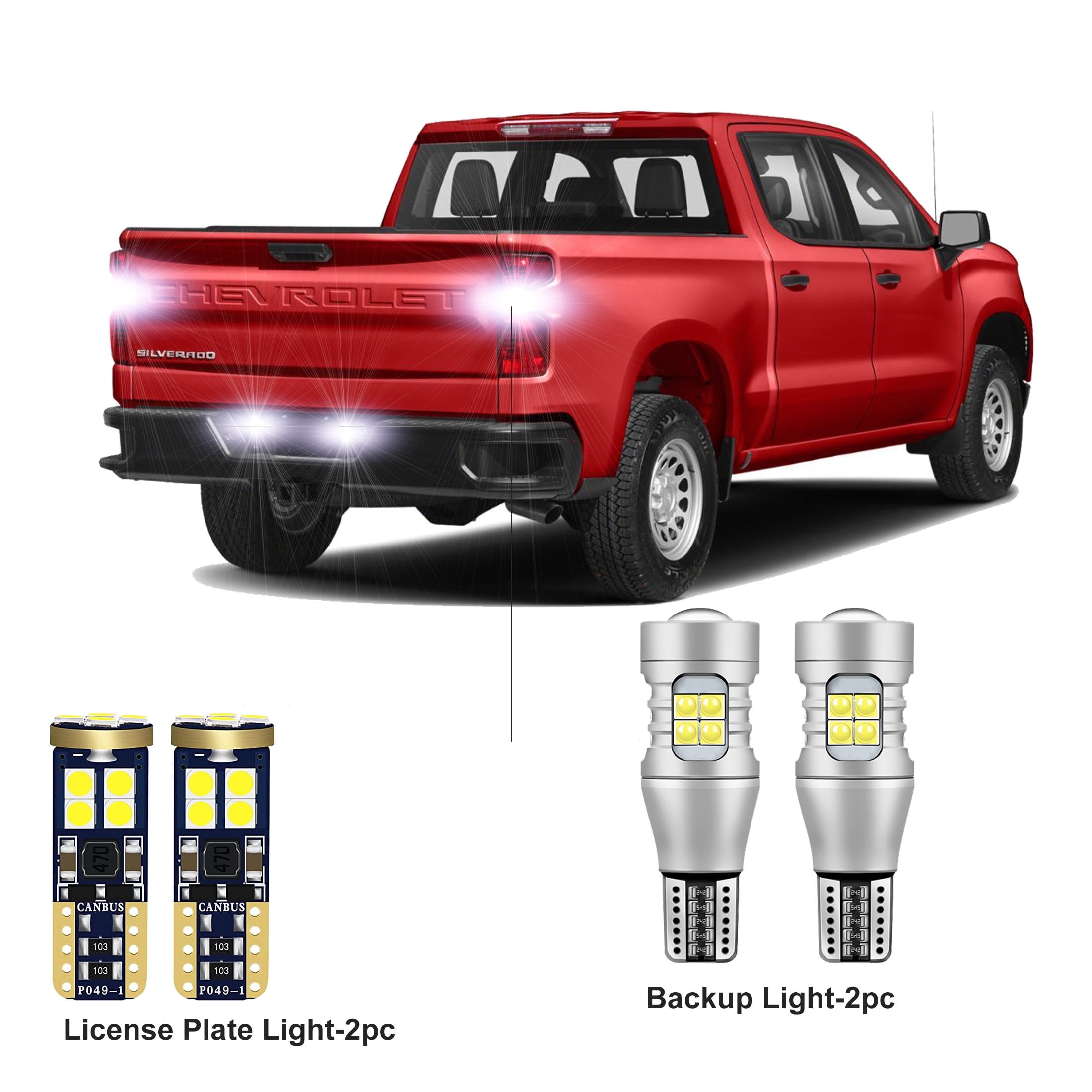 4Pc Car LED Bulbs For 2019-2025 Chevrolet Silverado 1500 LT RST/WT ...