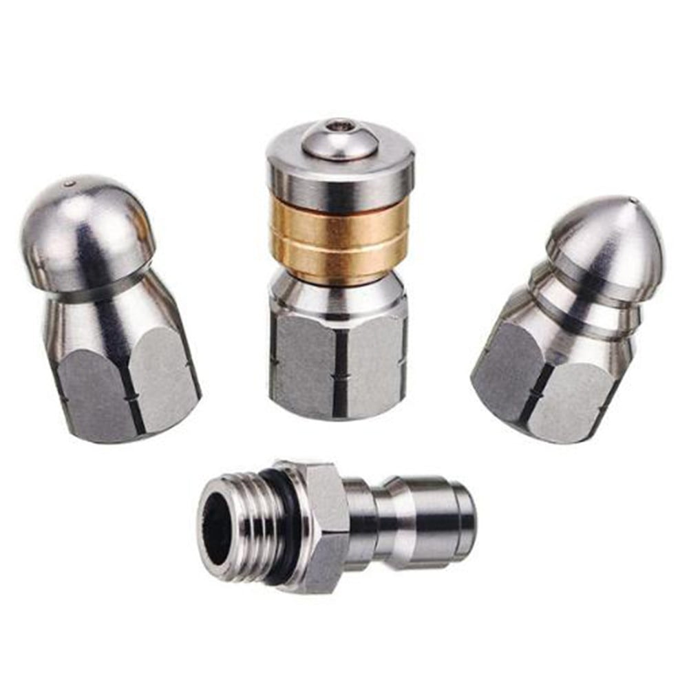 4PC High Pressure Nozzle Stainless Steel 1/4 Pipe Cleaning Rotating ...