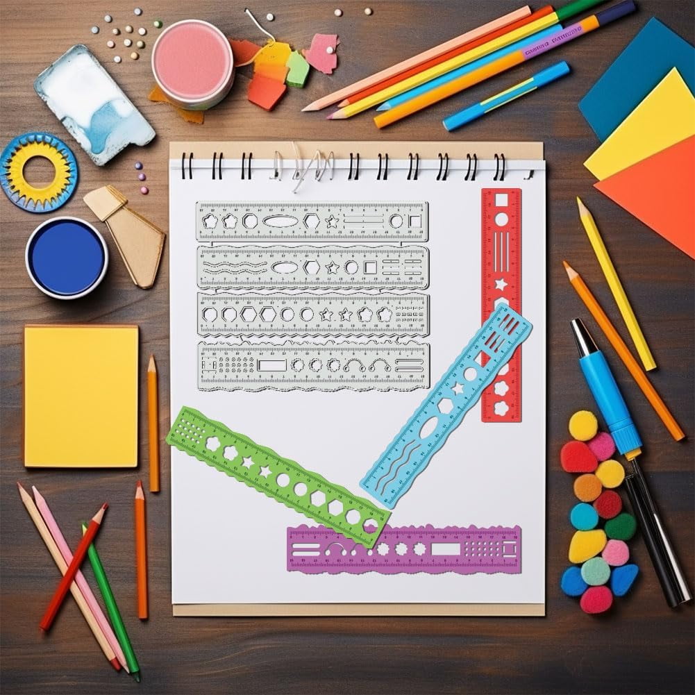 4Pc Irregular Edges Ruler Theme Cutting Dies Metal Measuring Tools ...