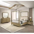 4Pc Light Brown Queen Canopy Bed Set Rustic Finish Luxurious Bedroom ...