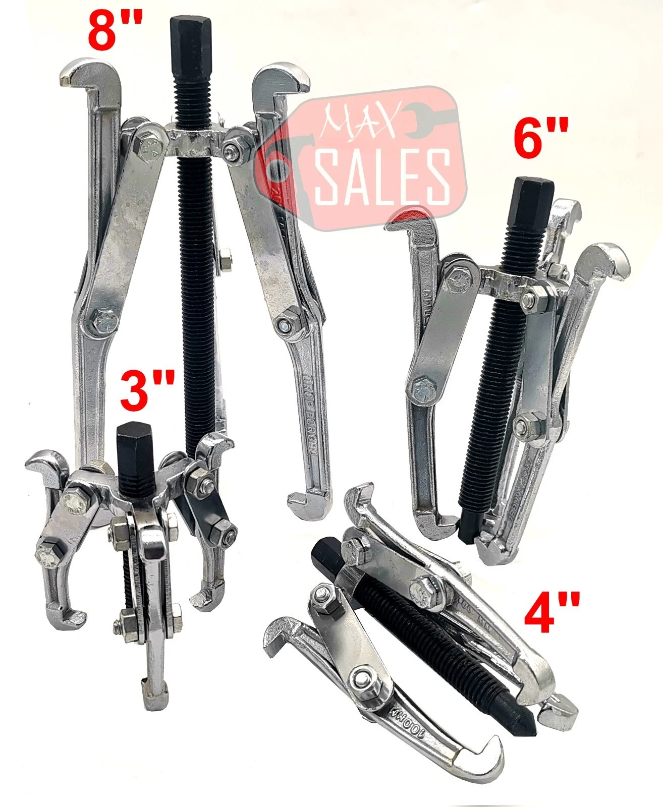 4Pc Mechanic Gear Puller 3 Jaw Set 3" 4" 6" 8" Gear Pulley Bearing ...