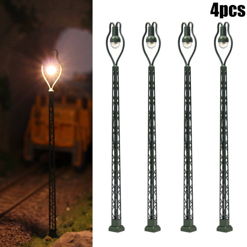 4Pc Model Street Railway Lights Lattice Mast Light Track N Light Layout ...