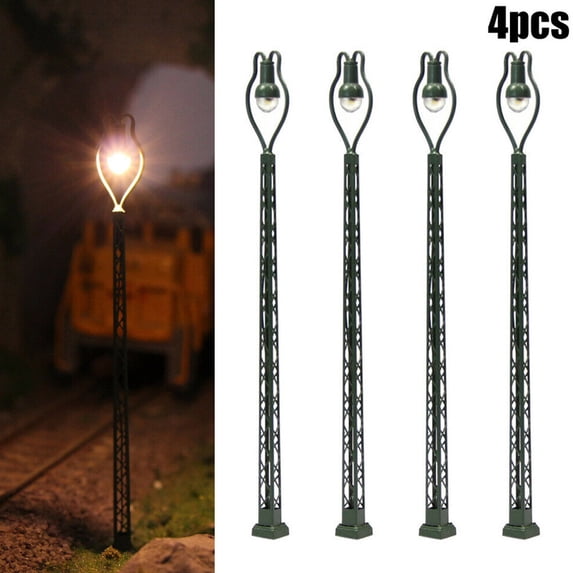 4Pc Model Street Railway Lights Lattice Mast Light Track N Light Layout ...