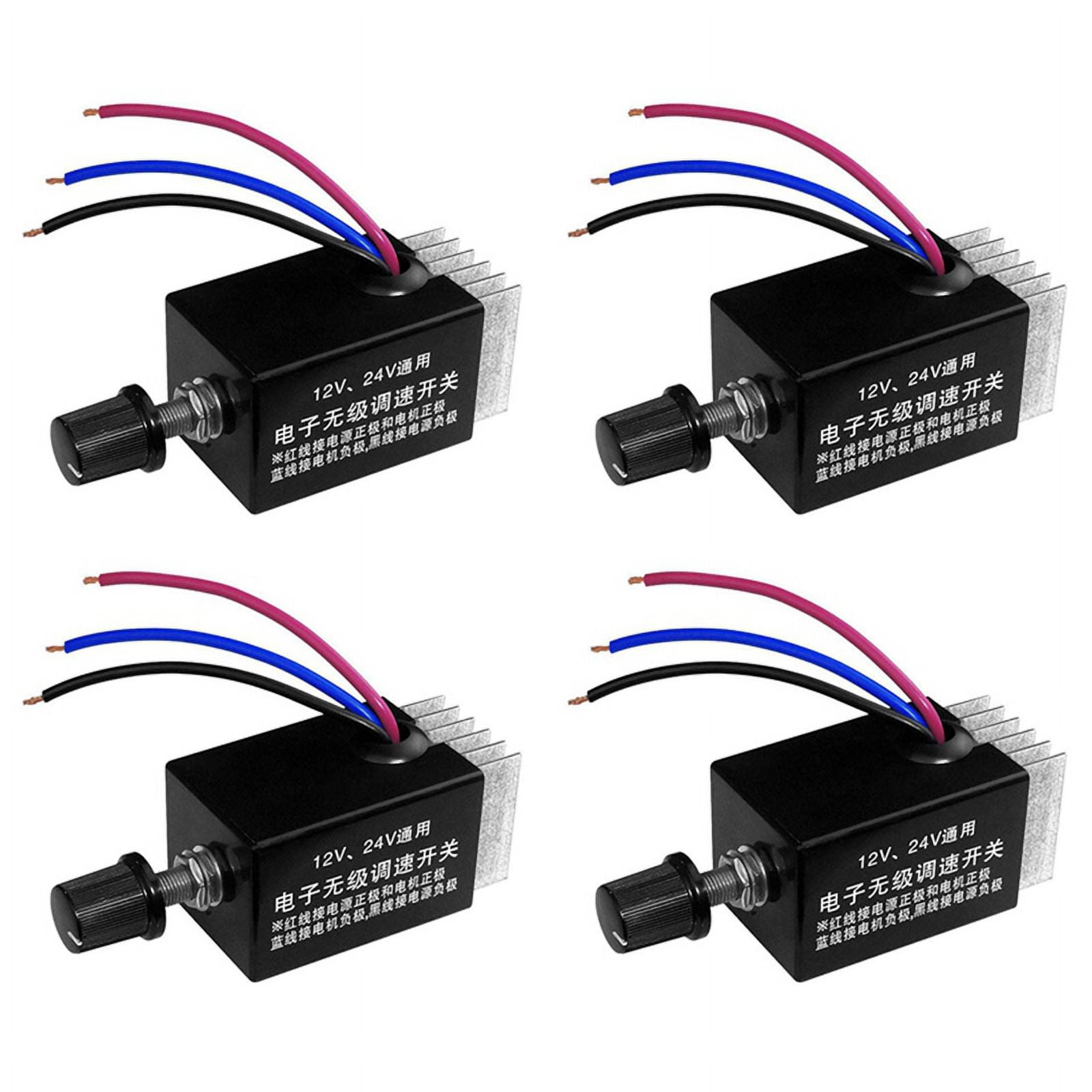 4Pc Motor Speed Regulator DC 12V/24V 10 A Motor Speed Controller Switch ...