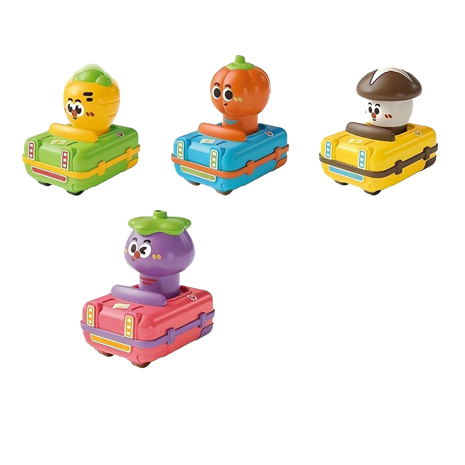 4Pc Pack Press Suction Car Toy For 1-3 Year Old Babies, Cute Fruit ...