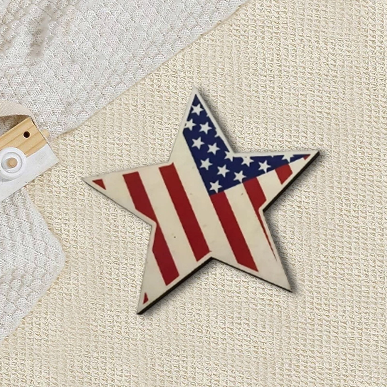 4Pc Patriotic Wooden Star Ornaments, American Flag Rustic Farmhouse ...