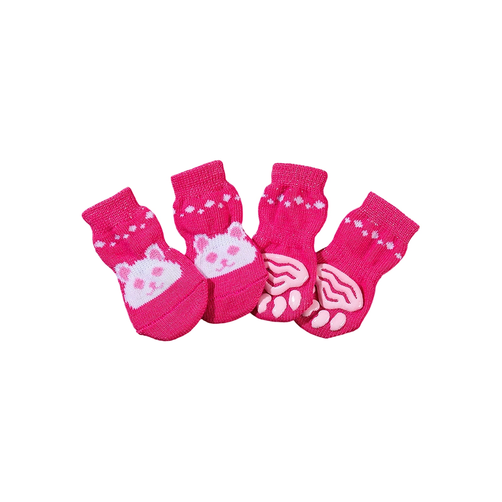 4Pc Pet Socks, Anti-Slip Bottom Dog Booties With Cute Cat Paw Design ...