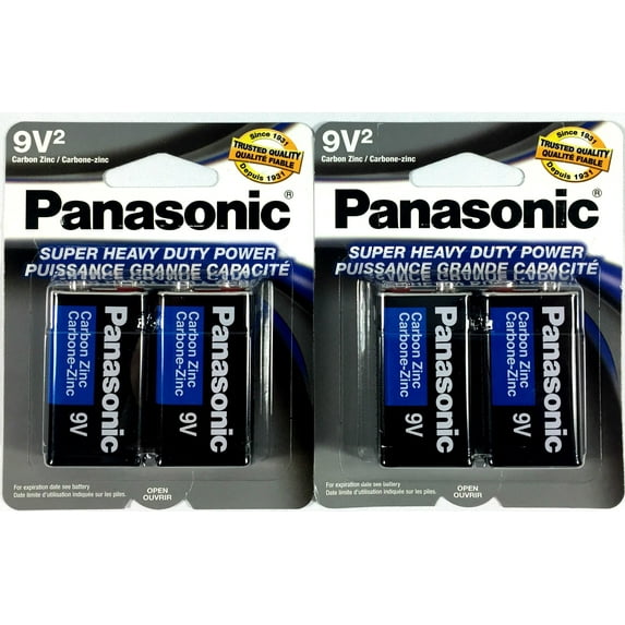 Panasonic Super Heavy Duty Power Zinc Carbon Batteries, Size 9V, 4Pc Pack, Good till 2019 or ...