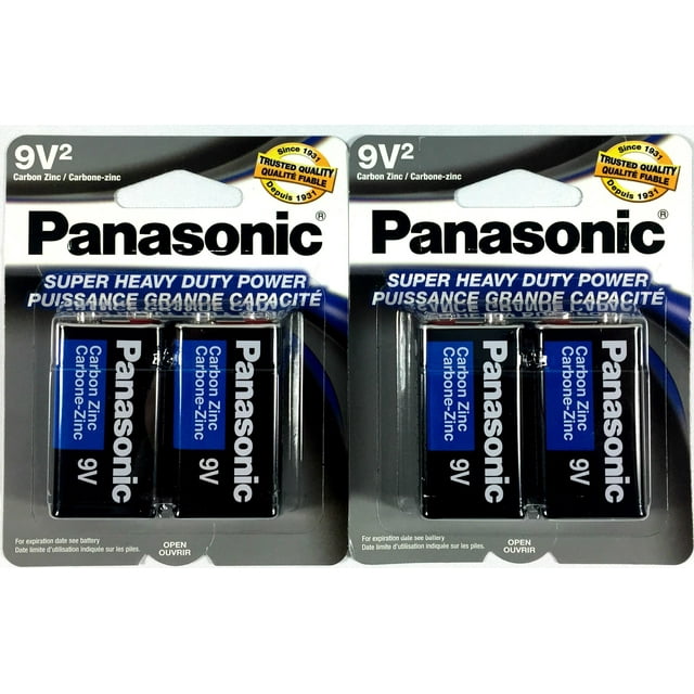 4Pc Size 9V Panasonic Batteries Super Heavy Duty Power Zinc Carbon - Walmart.com