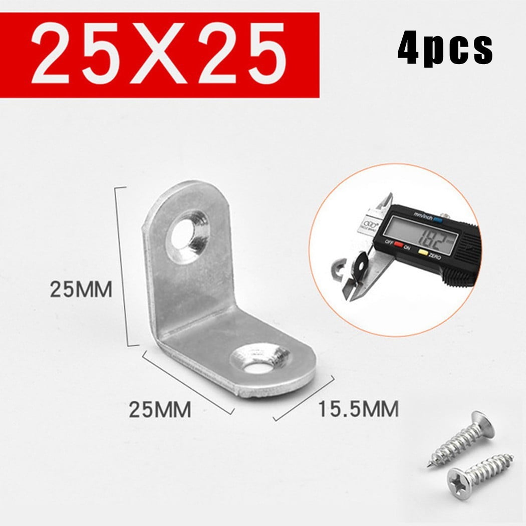 4Pc Stainless Steel Corner Braces Brackets Right Angle L-Shape Brace ...