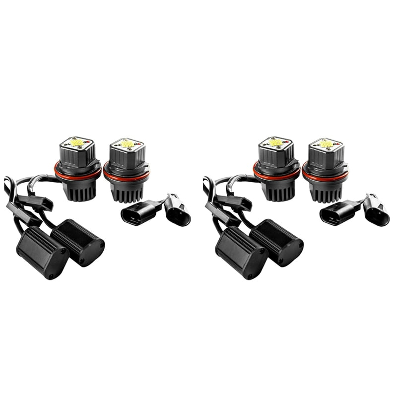 4Pc White Angel Eyes Ring Marker Light Led Bulb Headlight 80W 6000K for ...
