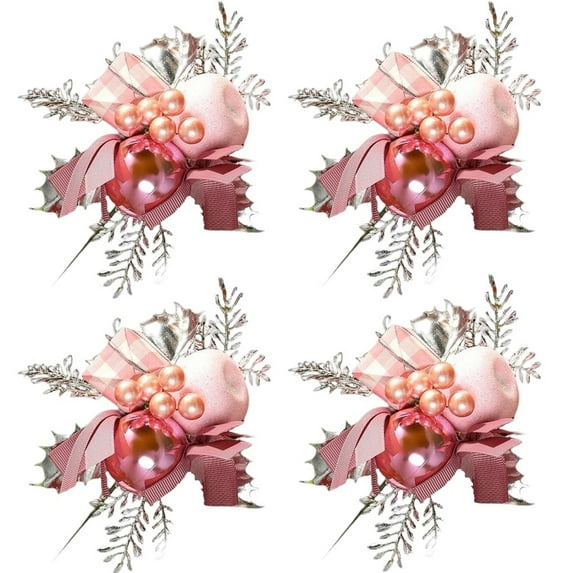 4Pc Xmas Decorative Picks Artificial Branch Stems - Festive Stems With ...