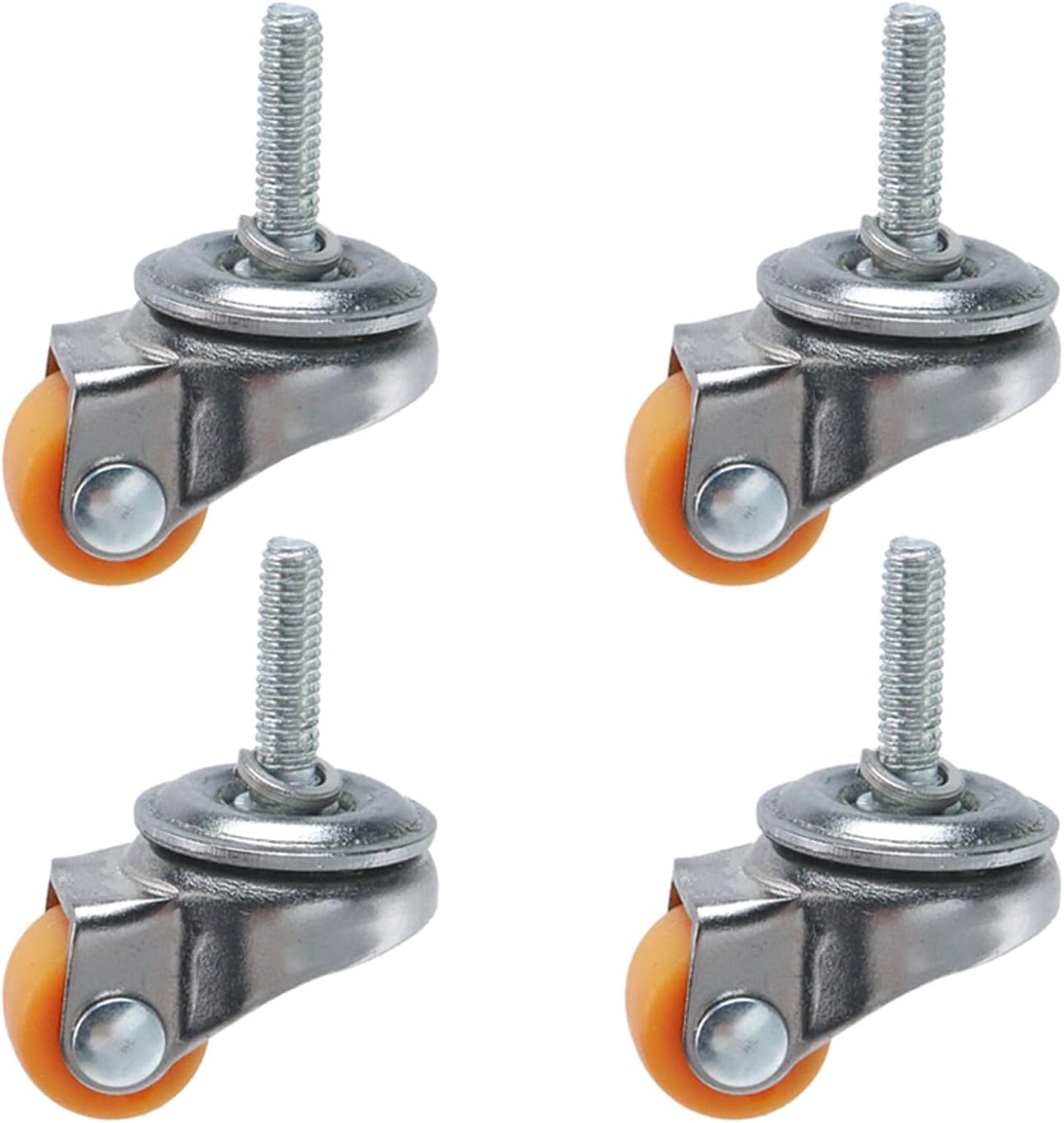 4Pcs 0.5in Orange Swivel Stem Threaded Casters, M4 ×15 Self-Tapping ...