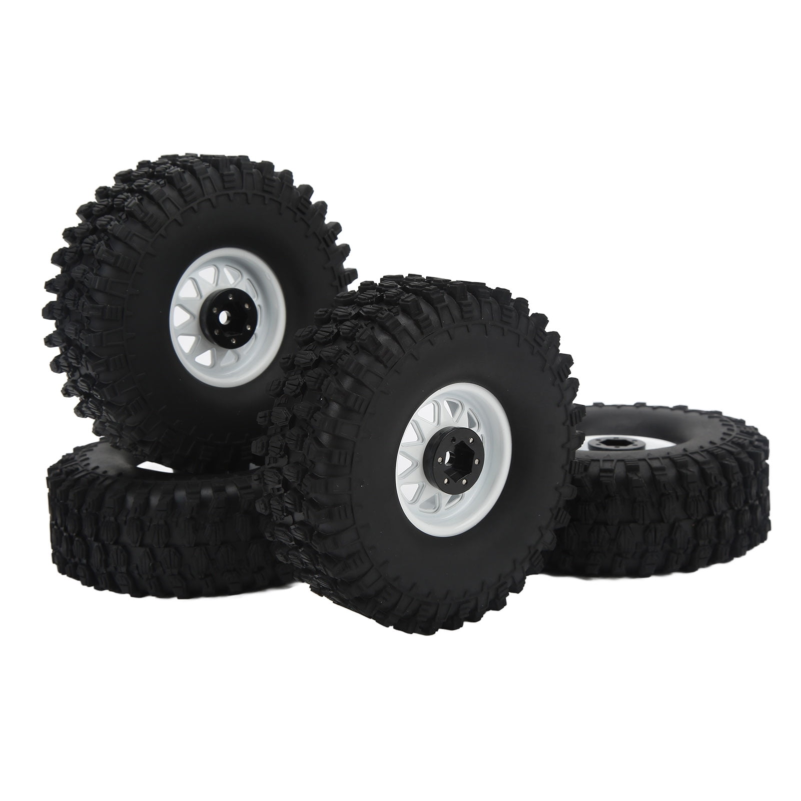 4Pcs 1/10 Scale RC Car Wheels Tires Iron Wheel Hub 1.9 Inch Rubber Tires for 1/10 Remote Control ...