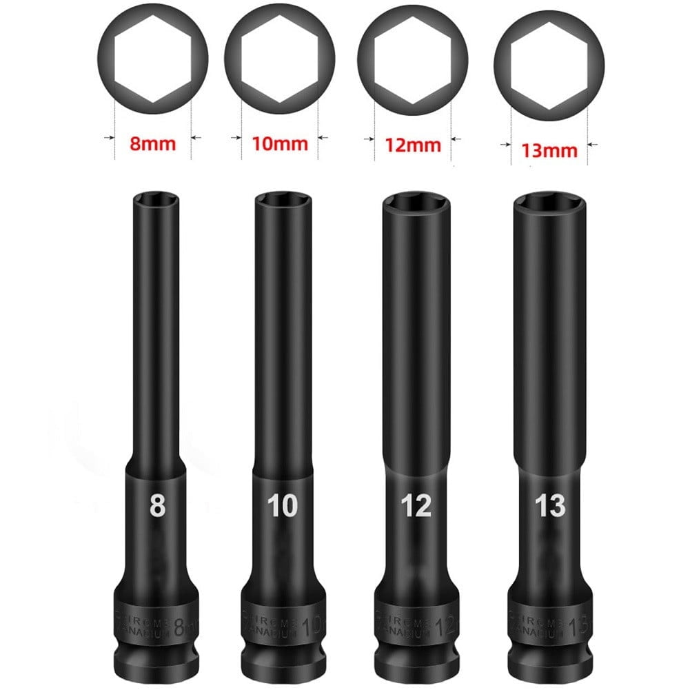 4Pcs 1/2Inch Drive Deep Sockets Hex Socket Head Adapter Spanner ...