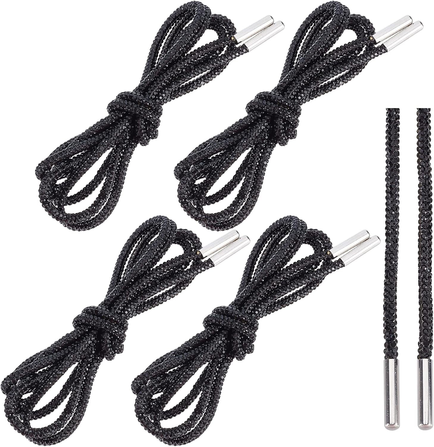 4Pcs 1.2M Rhinestone Shoe Laces Glitter Rope Bling Bling Shiny Round ...