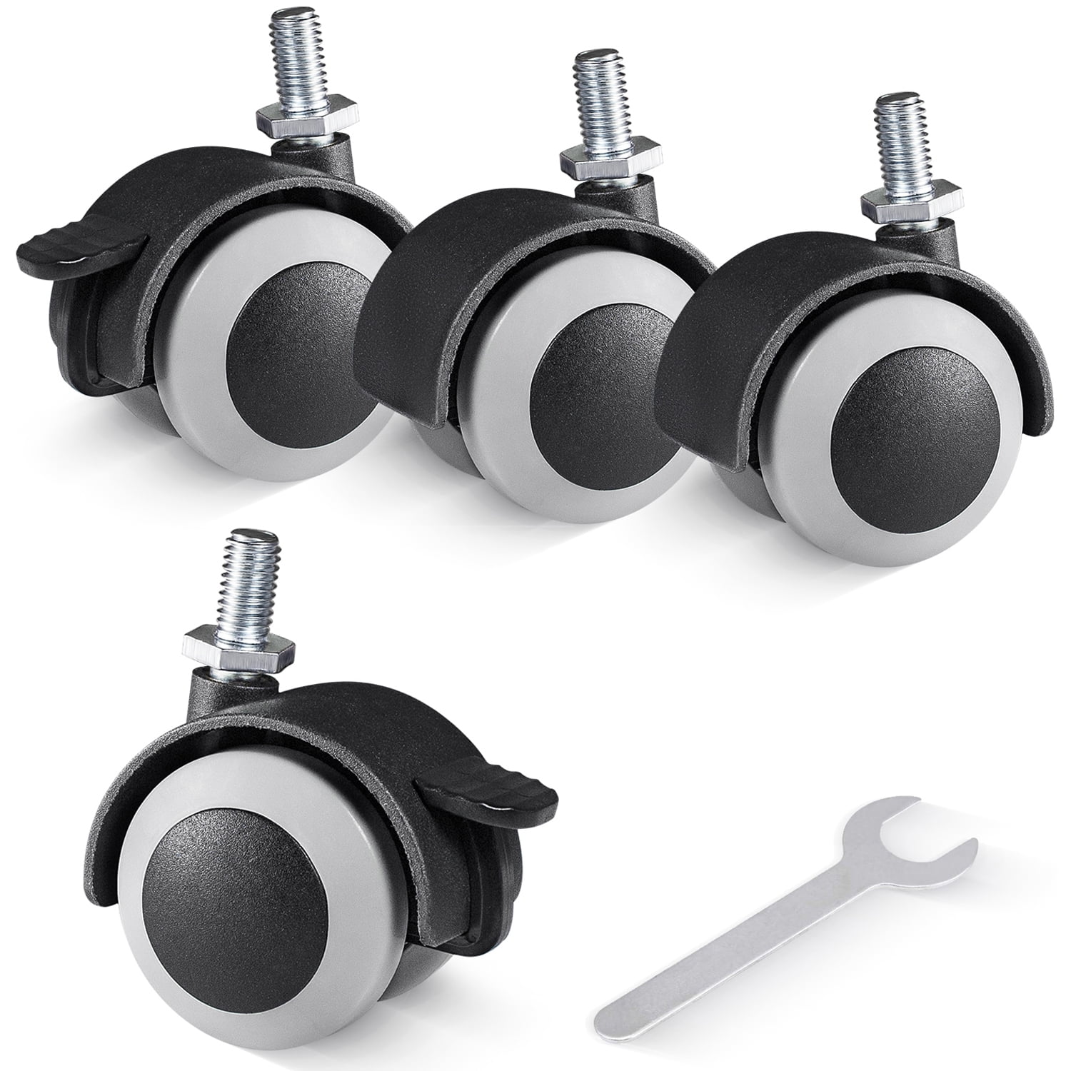 4Pcs 1.5 inch Swivel Caster Wheel Set, 360 Degree Rotatable with Lock ...