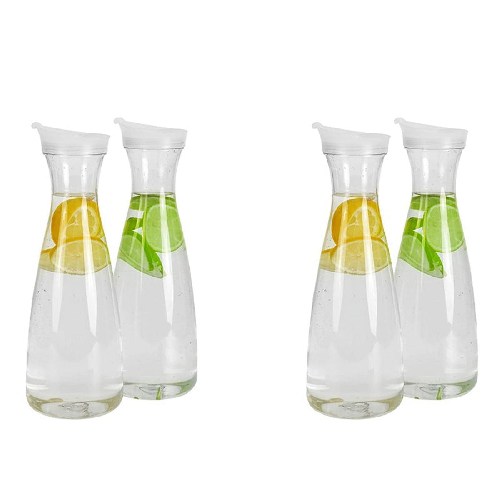 4Pcs 1.6L Plastic Water Carafes with White Flip Tab Lids- Food Grade ...
