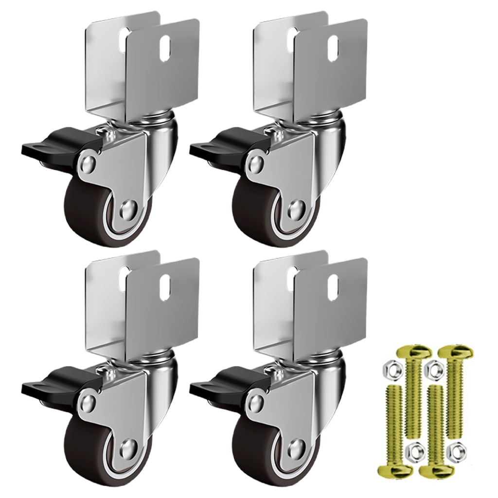 4Pcs 1 inch Universals Soft Rubber Wheel Heavy Duty Furniture Wheel ...