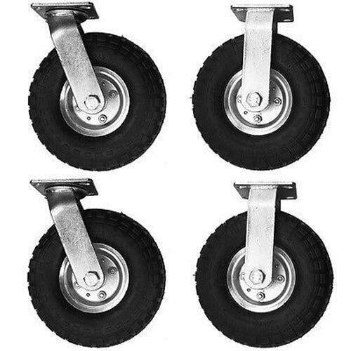4Pcs 10" Black Pneumatic Air Tire Wheels 2 Rigid and 2 Swivel Cart ...